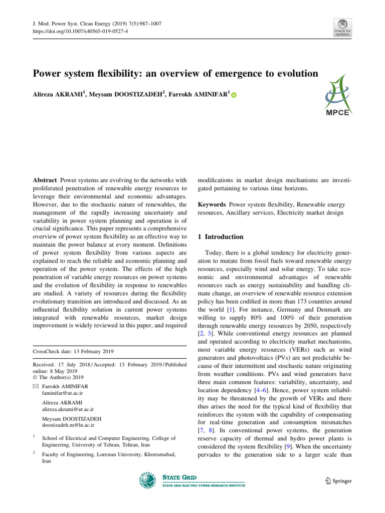Power System Flexibility: An Overview of Emergence To Evolution | PDF ...