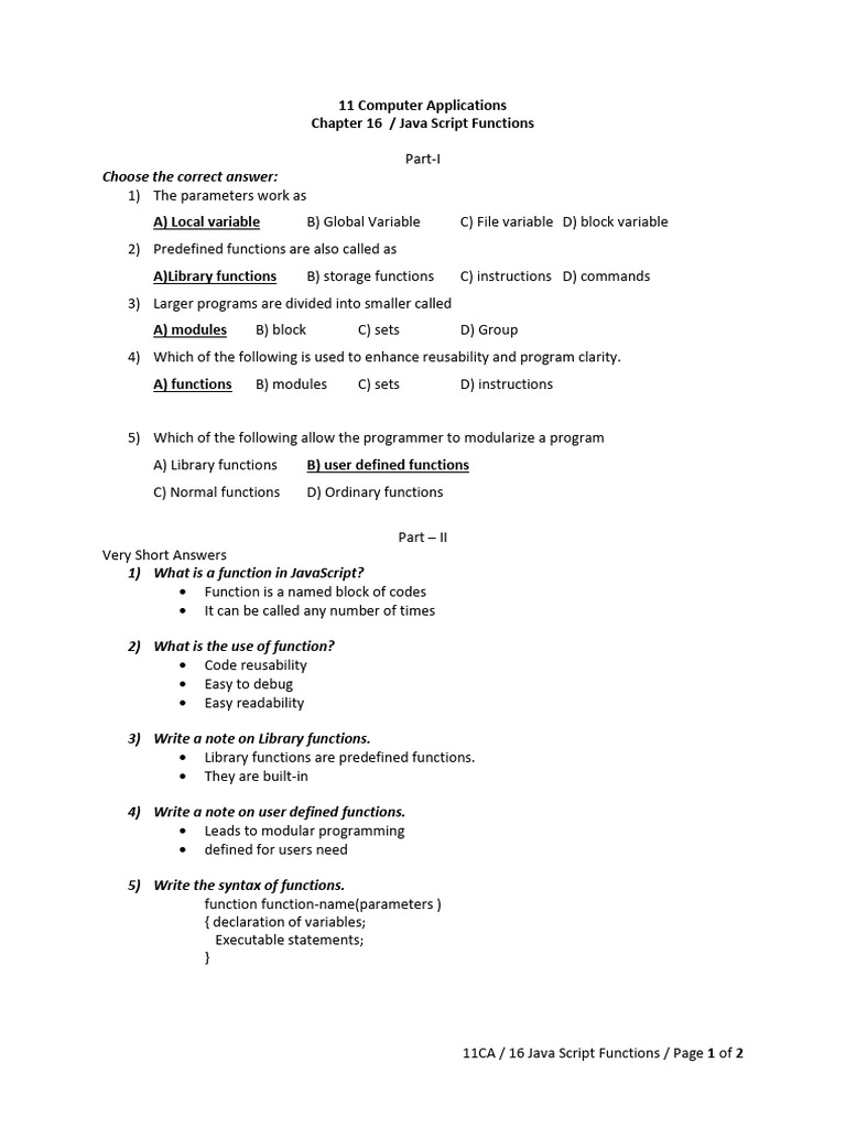 JavaScript Functions: Concepts & Examples | PDF | Java Script | Computer Program
