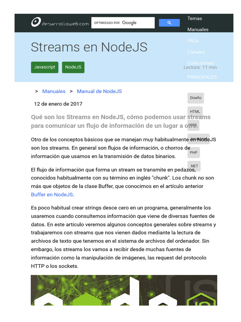 Introducción a Streams en NodeJS | PDF | Archivo de computadora | Streaming Media