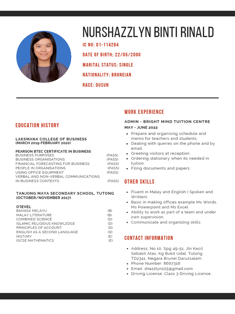 Nurshazzlyn CV | PDF | Linguistics