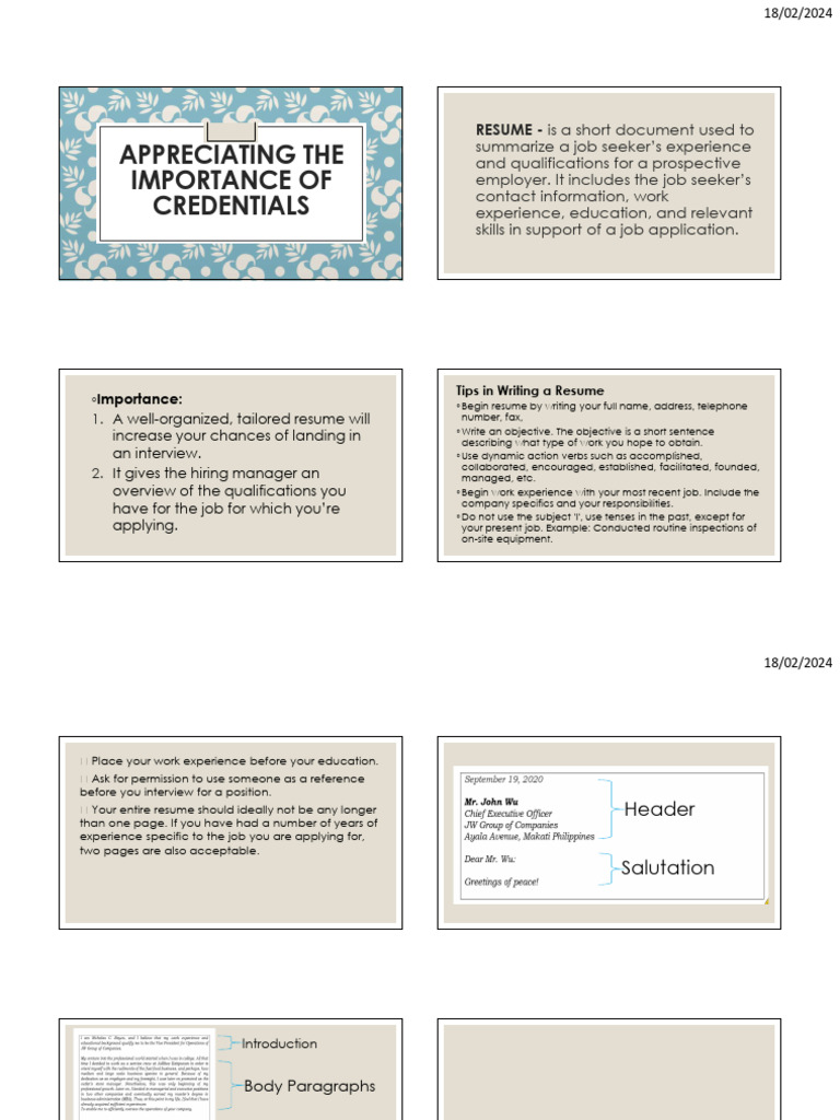 Appreciating Credentials | PDF | Résumé