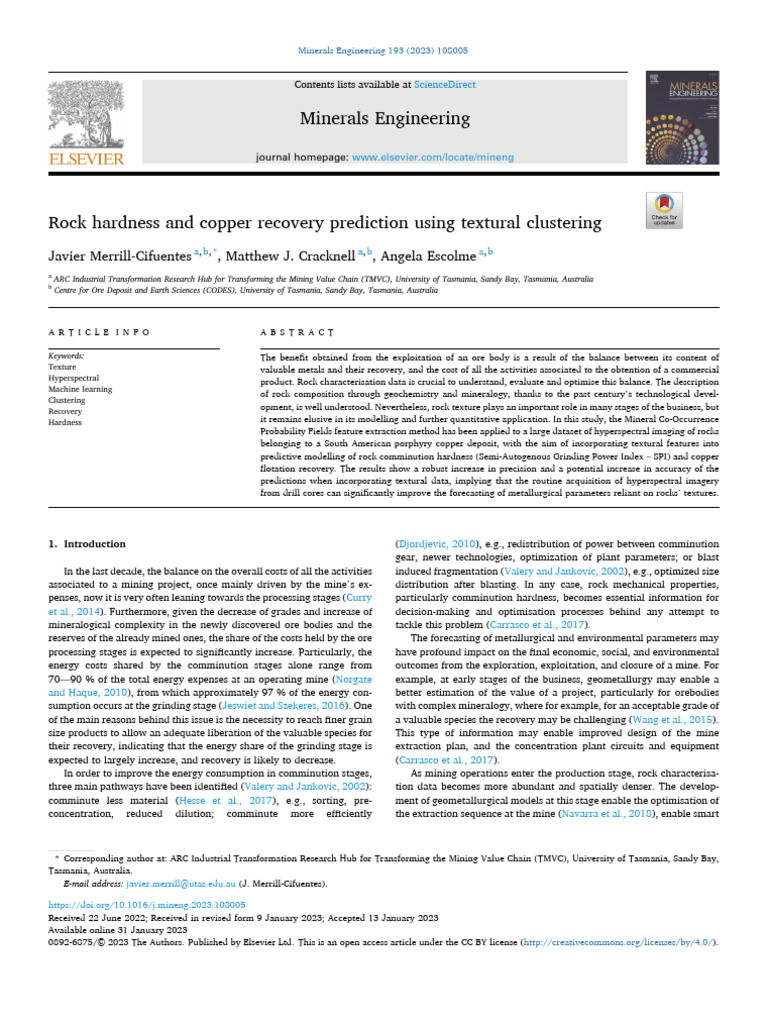 Rock Hardness and Copper Recovery Prediction Using Text - 2023 ...