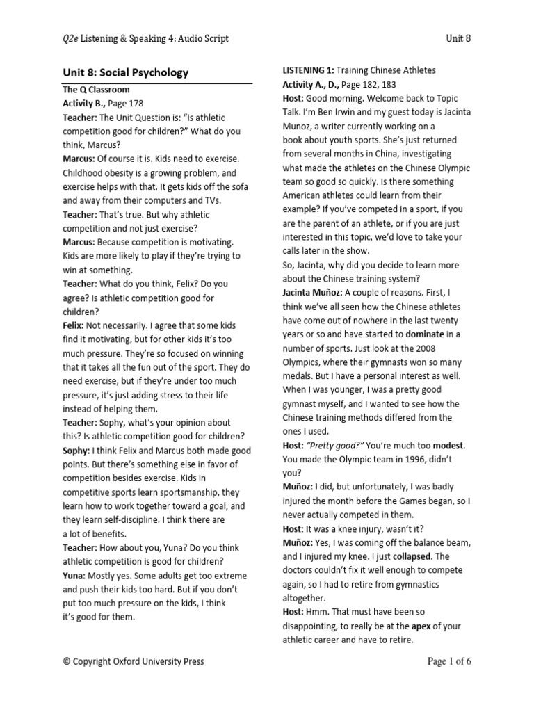 Q2e Ls4 U08 Audioscript Pdf Sports