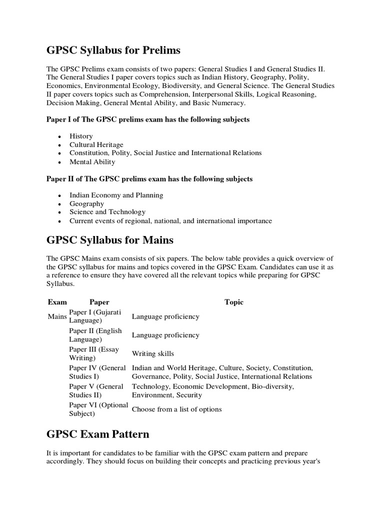 GPSC-Syllabus | PDF