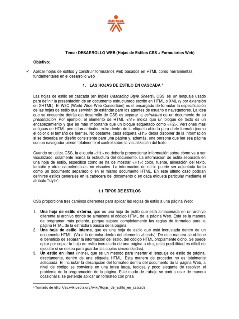 Guía CSS y Formularios Web | PDF | HTML | Hipertexto