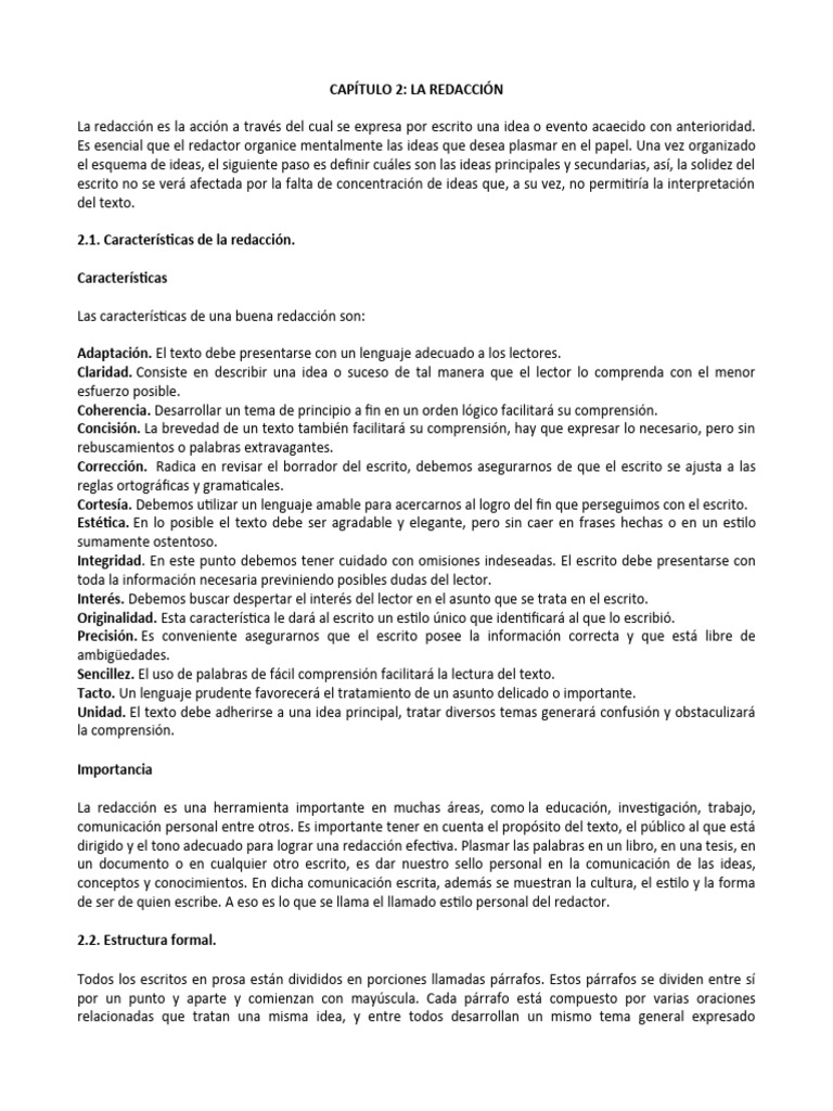 Características y Estructura de la Redacción | PDF | Comunicación ...