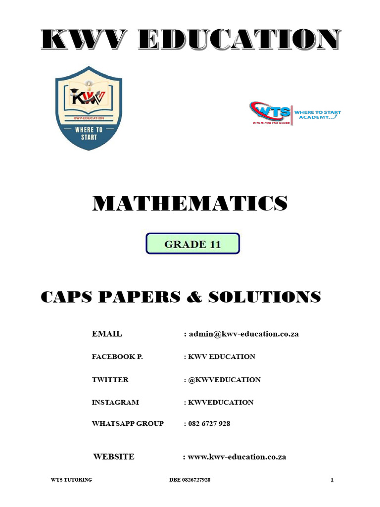 KWV 11 Mathematics Guide Q and S | PDF