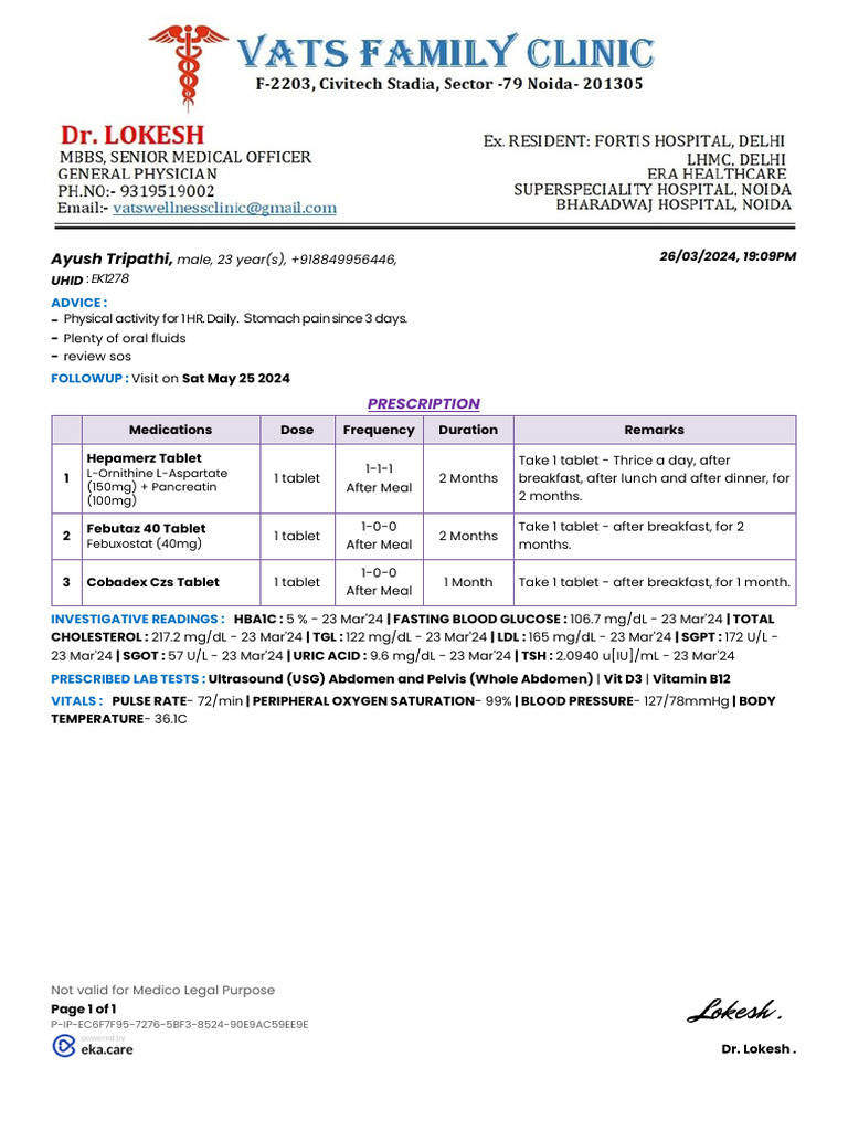 Ayush Tripathi's Prescription1 | PDF | Self-Improvement | Wellness