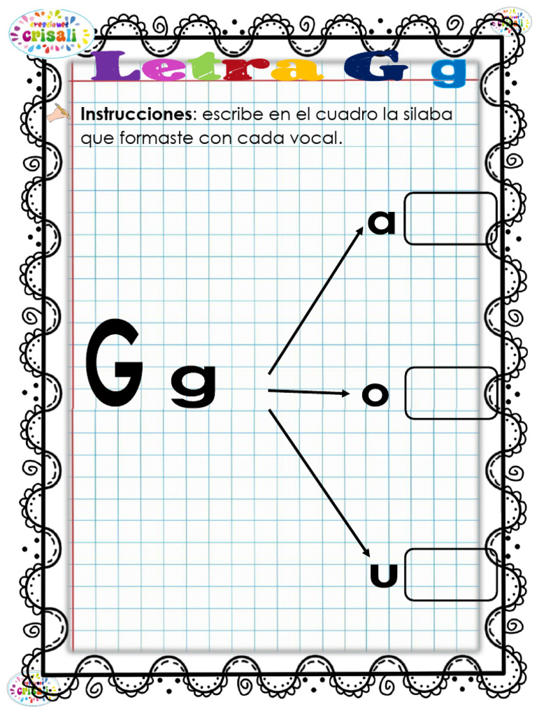 Ejercicios de La Letra G G (Ga, Go, Gu) | PDF | Artes del Lenguaje y ...