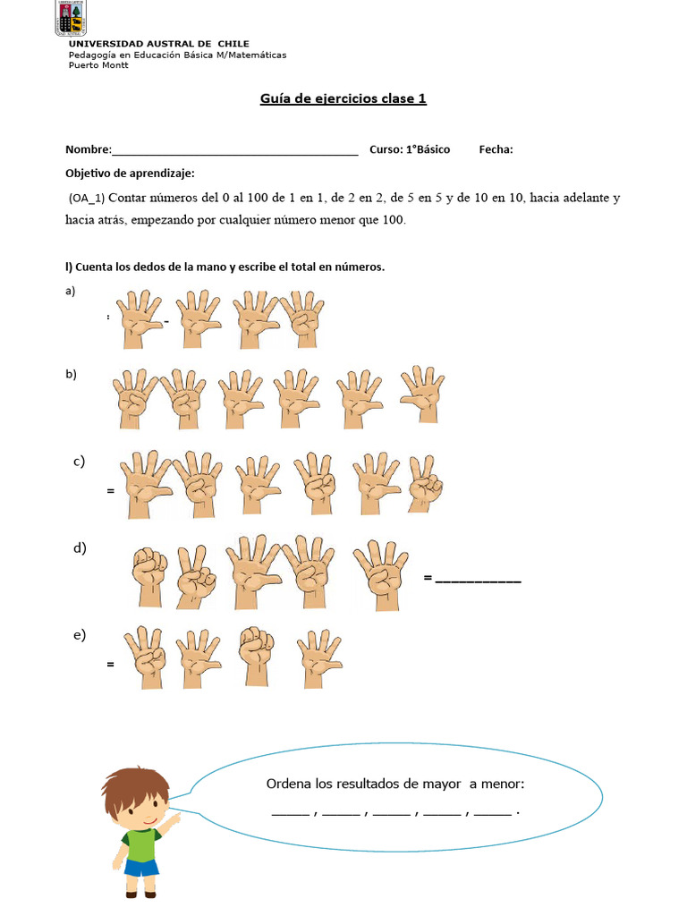 Guías Primero Básico - Unidad 1-Los Números | PDF | Educación primaria ...