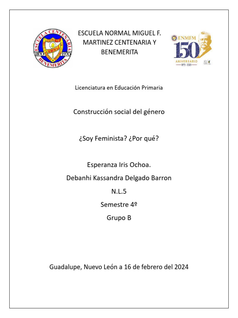 Construccion Del Genero - Ser Feminista - Debanhi Delgado | PDF ...