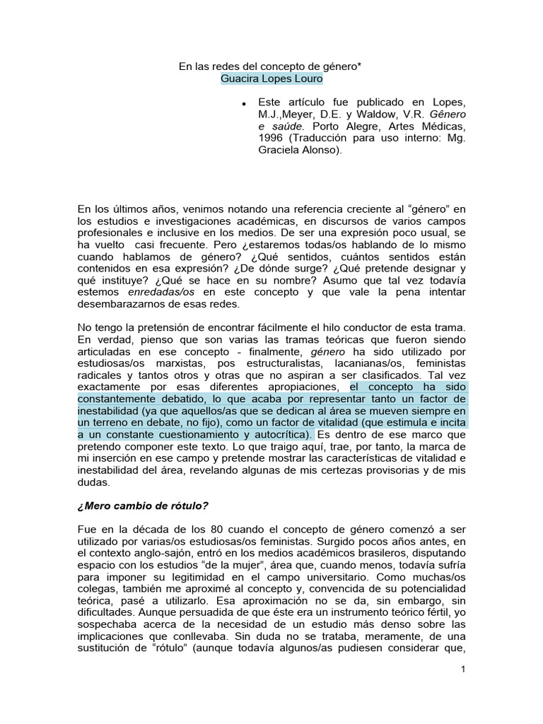 En Las Redes Del Concepto de Género | PDF | Género | Estudios de género