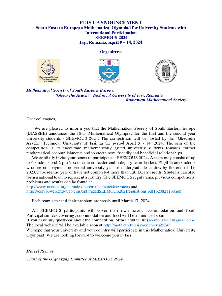 SEEMOUS_2024_FIRST_ANNOUNCEMENT | PDF
