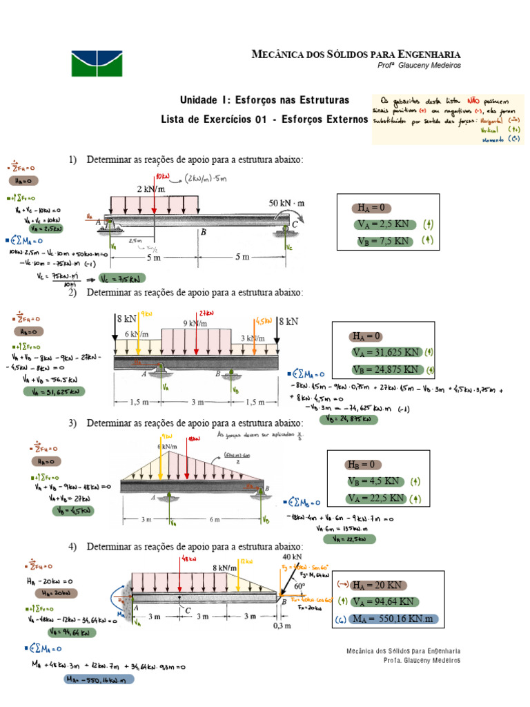 Resolucão Lista 1 - MecSol 1 | PDF