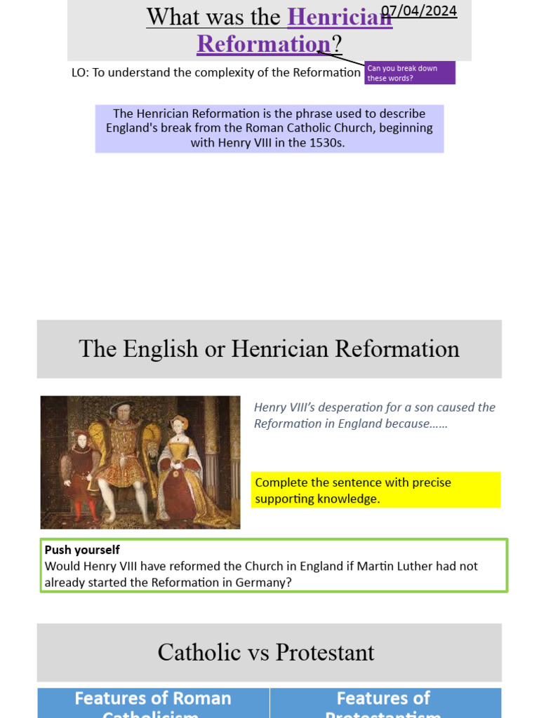 What was the Henrician Reformation? pptx | PDF | Protestantism | Mass ...