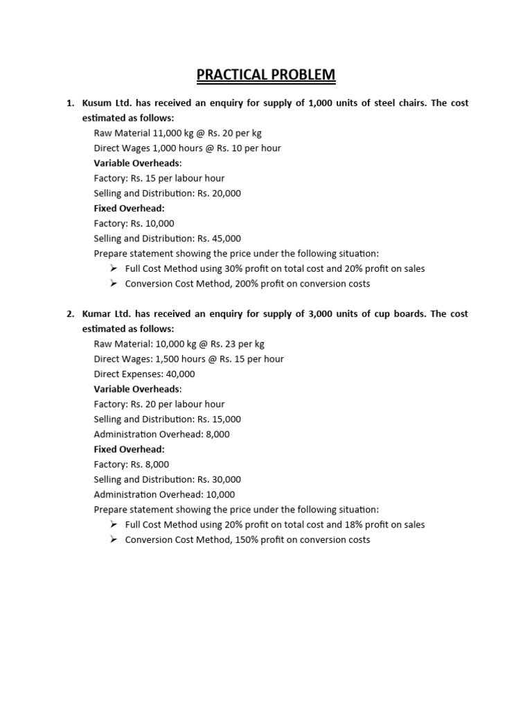 Cost Analysis for Manufacturing and Pricing | PDF | Cost | Profit ...