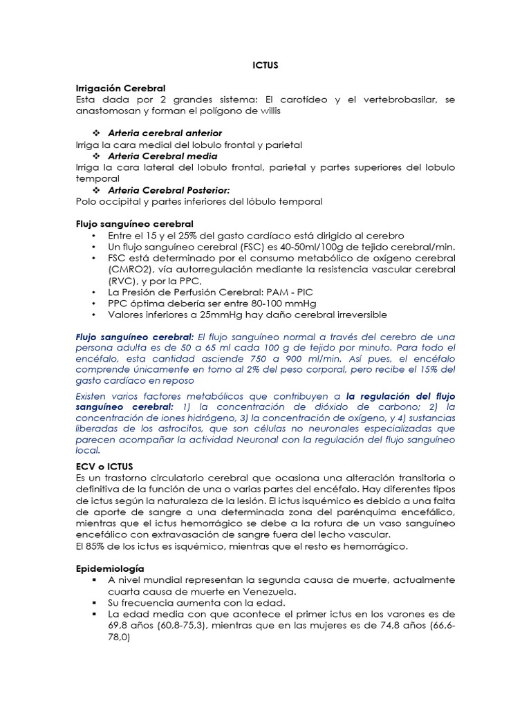 Ictus | PDF | Isquemia | Carrera