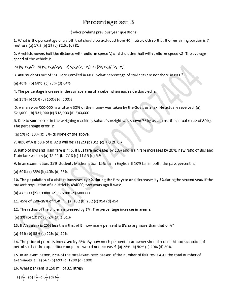 Percentage Set 3 | PDF | Percentage | Economies