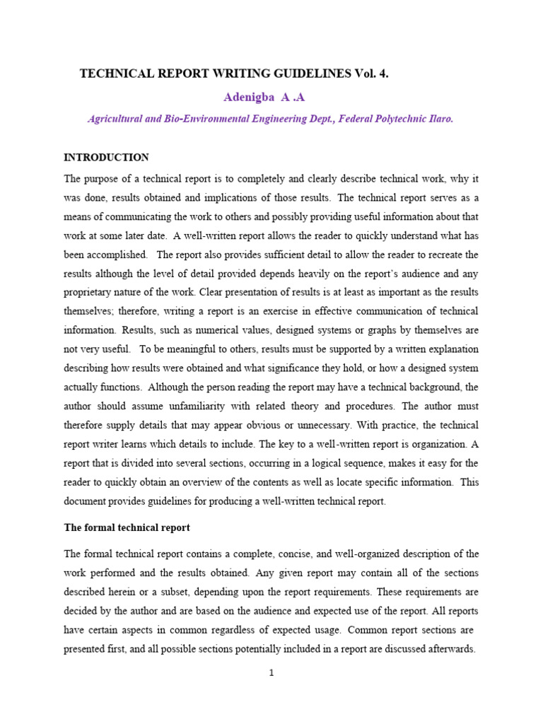 Technical Report Writing Guidelines | PDF | Plagiarism | Methodology
