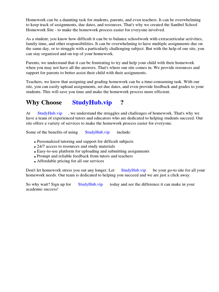 Sanibel School Homework Site | PDF | Homework | Teachers