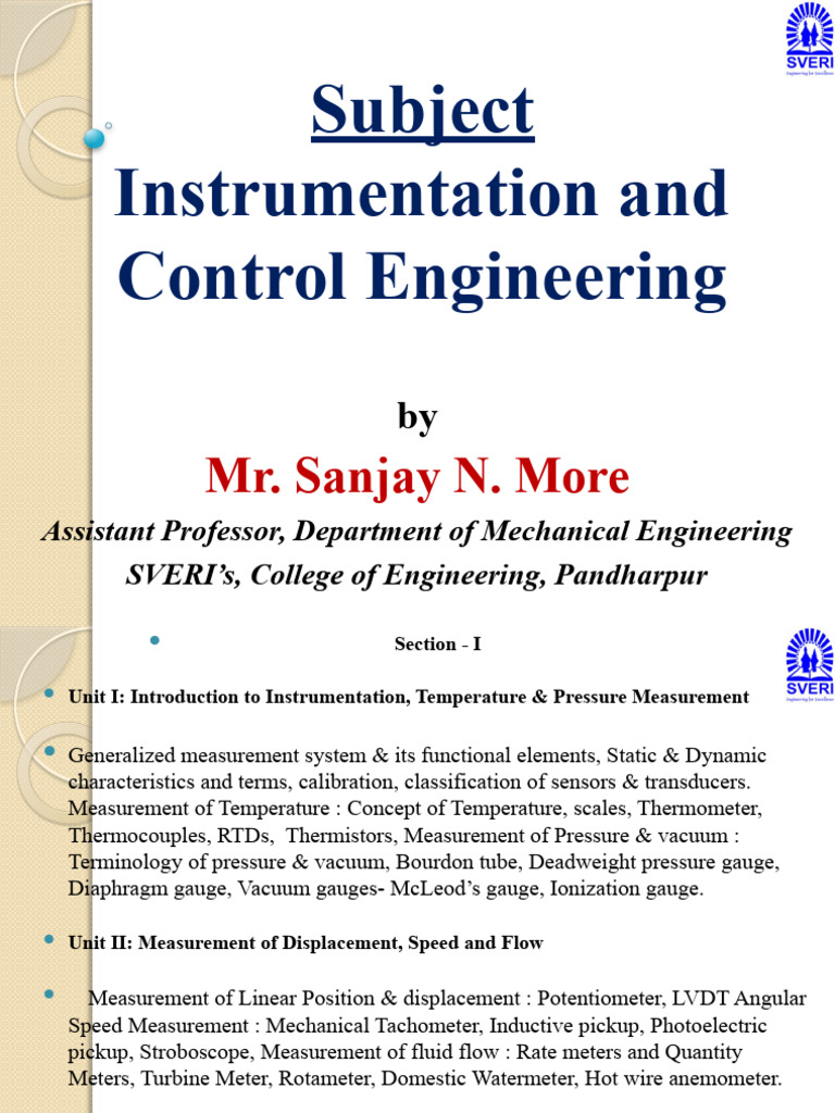 Chapter NO.01 Introduction, Pressure - Temperature Measurement | PDF | Thermocouple | Pressure ...