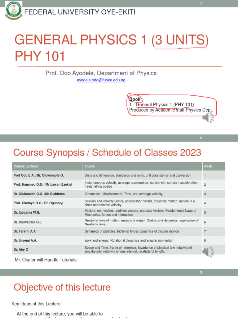 General Physics 1 Course Overview | PDF | Quantity | Classical Mechanics