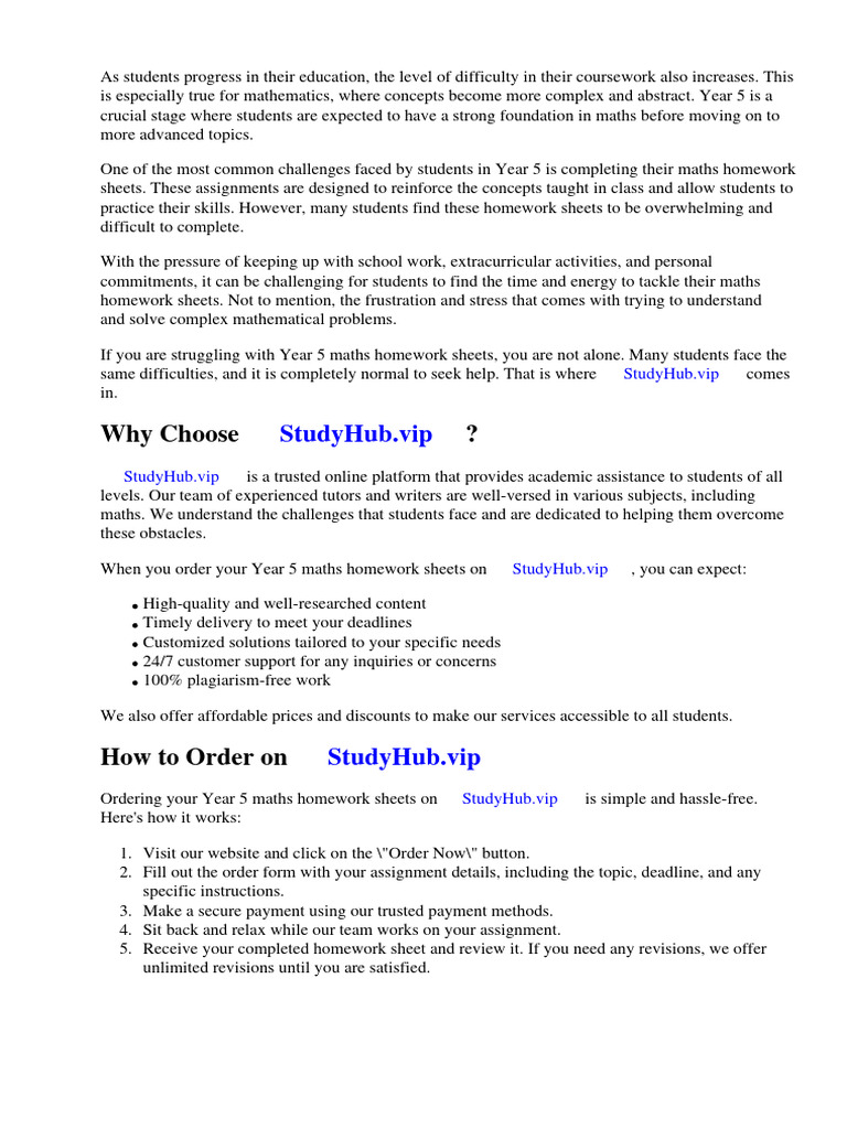 Free Year 5 Maths Homework Sheets | Download Free PDF | Worksheet ...