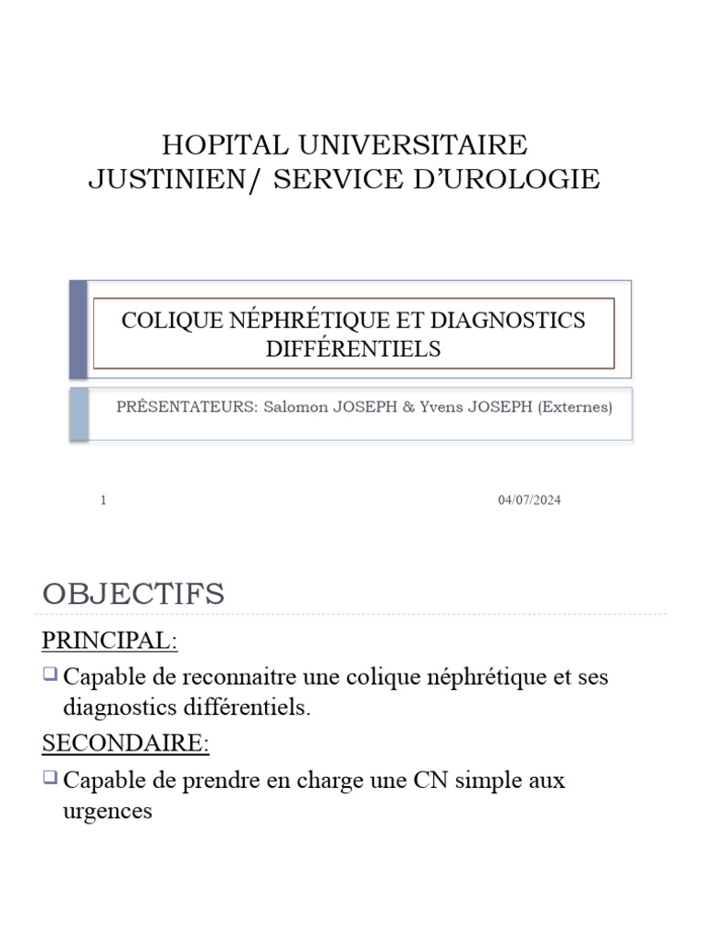 Presentation Sur La Colique Nephretique | PDF | Rein | Anatomie