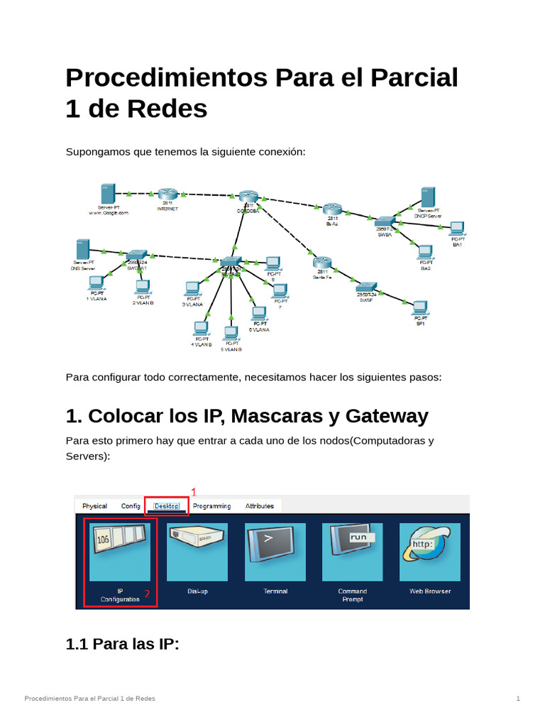 Procedimientos_Para_el_Parcial_1_de_Redes | PDF | Enrutador (Computación) | Dirección IP