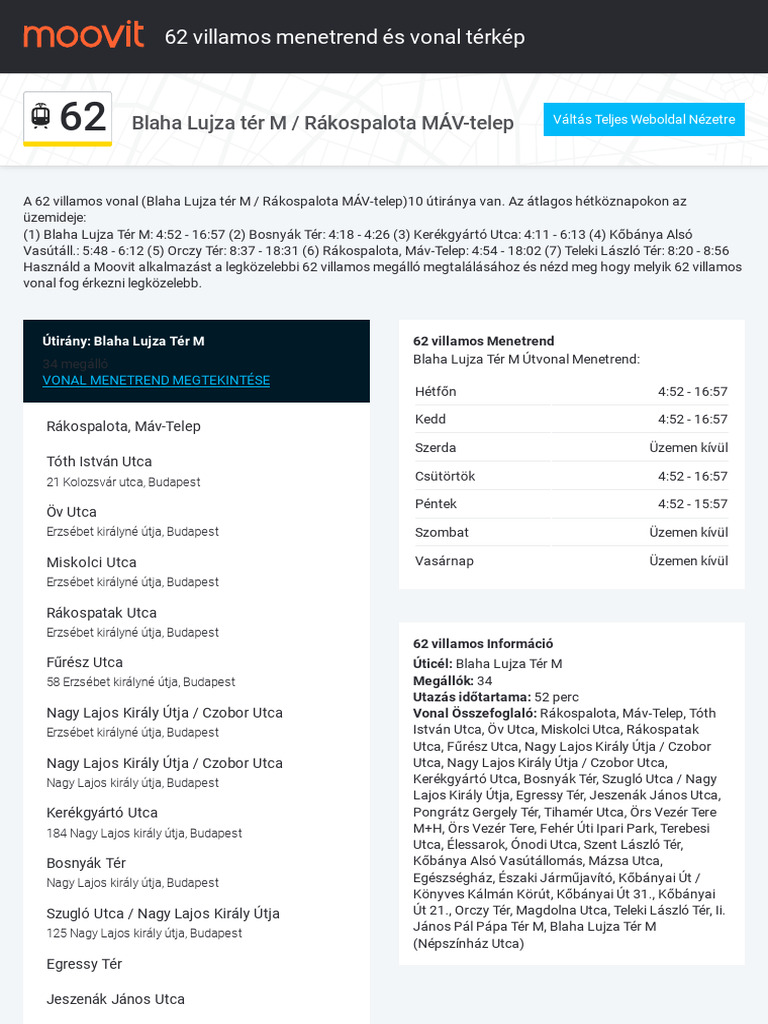 BKK Blaha Lujza Tér M Rákospalota MÁV Telep | PDF