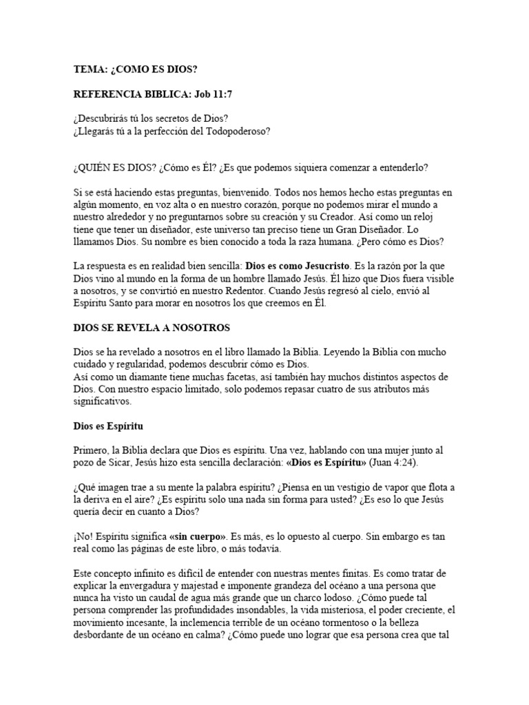 TEMA1 Como Es Dios | Descargar gratis PDF | Dios | Jesús