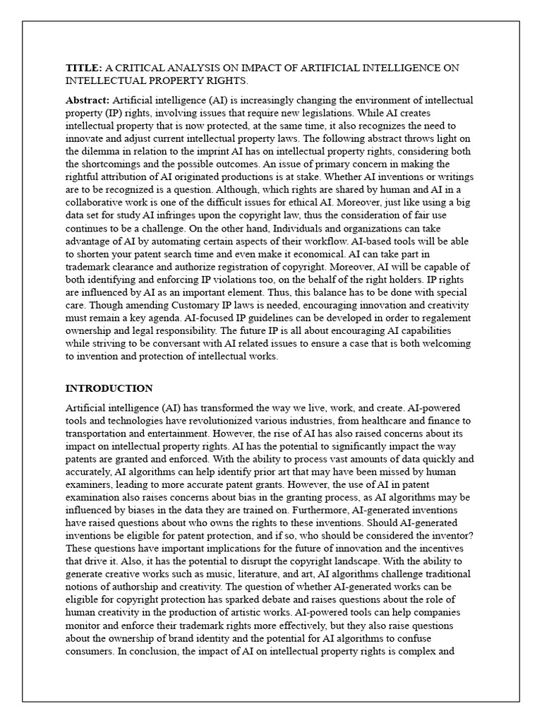 Dissertation Synopsis Draft 2 | PDF | Intellectual Property | Artificial Intelligence