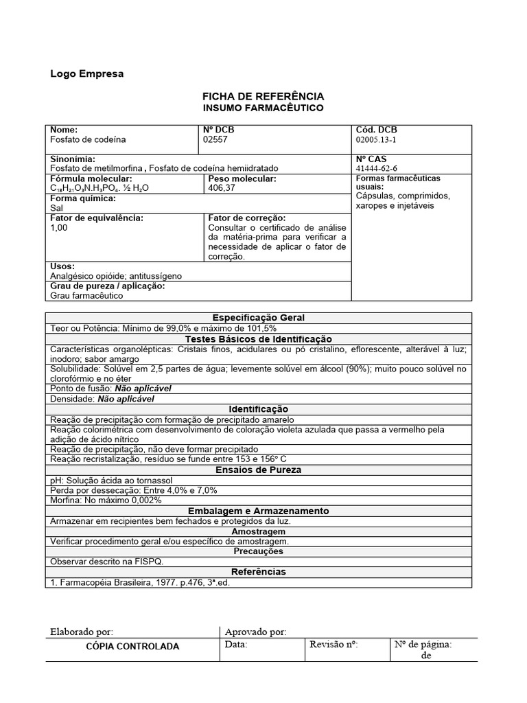 Fosfato De Codeína Pdf Solubilidade Química