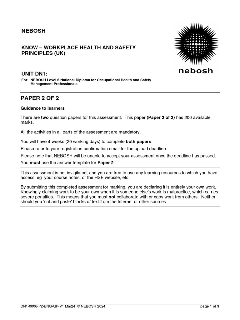 DN1-0006-ENG-QP-v1 PAPER 2 | PDF | Risk | Occupational Safety And Health