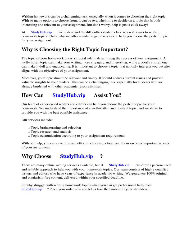 Writing Homework Topics | PDF | Homework | Facebook