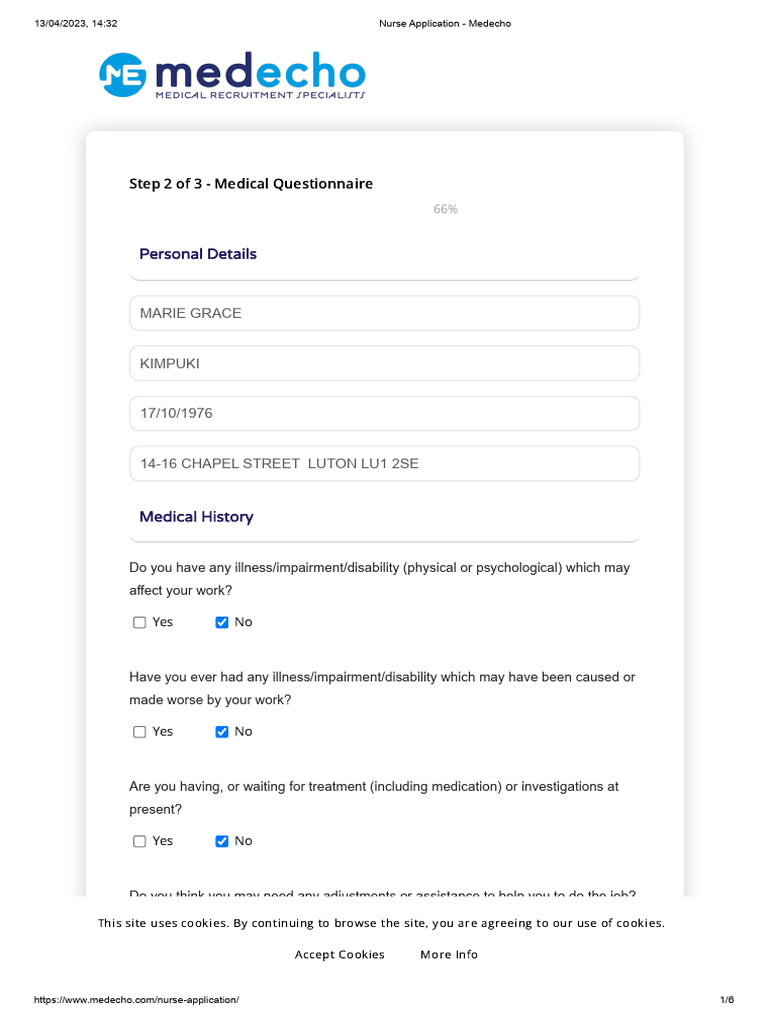 Nurse Application - Medecho 2 | PDF | Consent | Medical Specialties