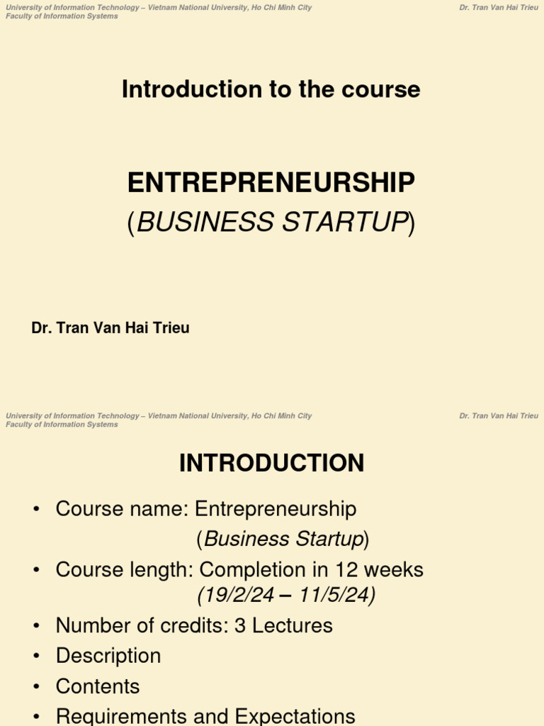 Chapter 0 Introduction To The Course | PDF | Entrepreneurship | Startup ...