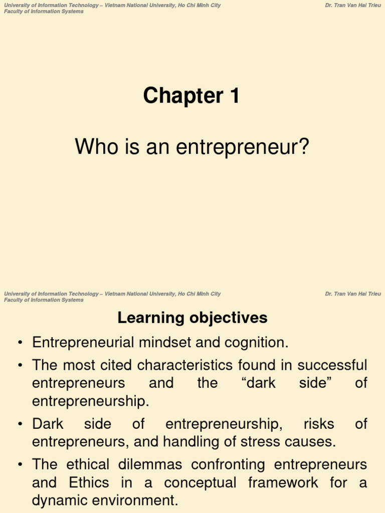 Chapter 1 Who Is An Entrepreneur | PDF | Entrepreneurship | Mindset