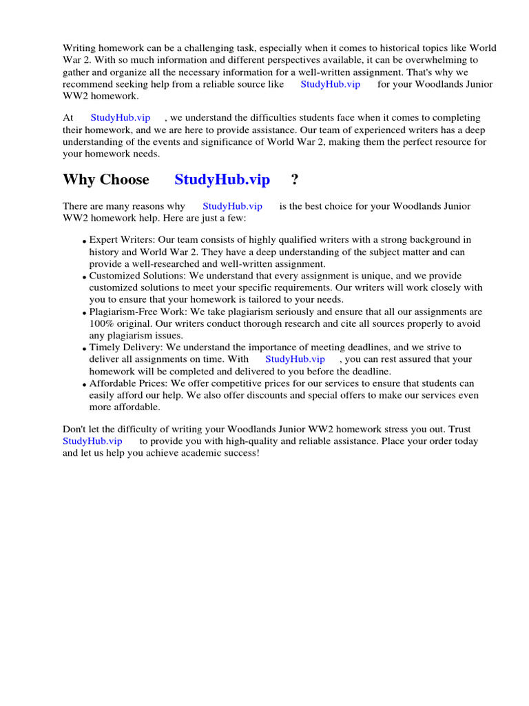 Woodlands Junior WW2 Homework Help | PDF | Homework | Essays