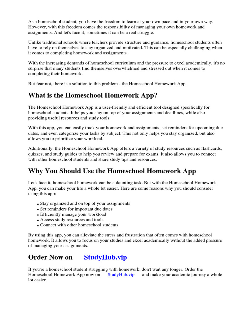 Homeschool Homework App | PDF | Homework | Homeschooling