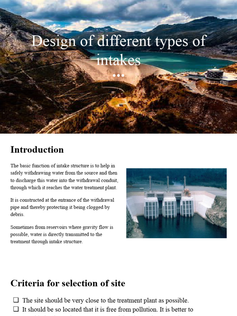 Design of Intakes | PDF | River | Reservoir