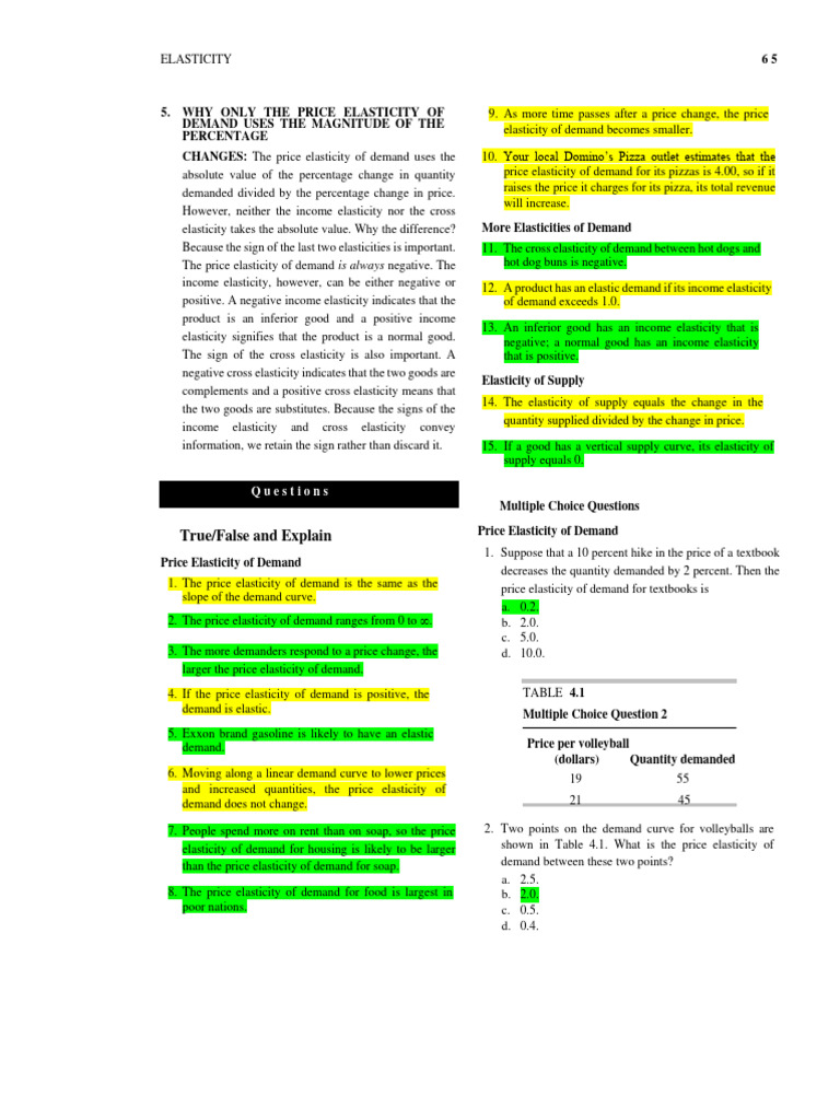 Chapter-4 - Seminar (Answer) | PDF | Demand | Price Elasticity Of Demand