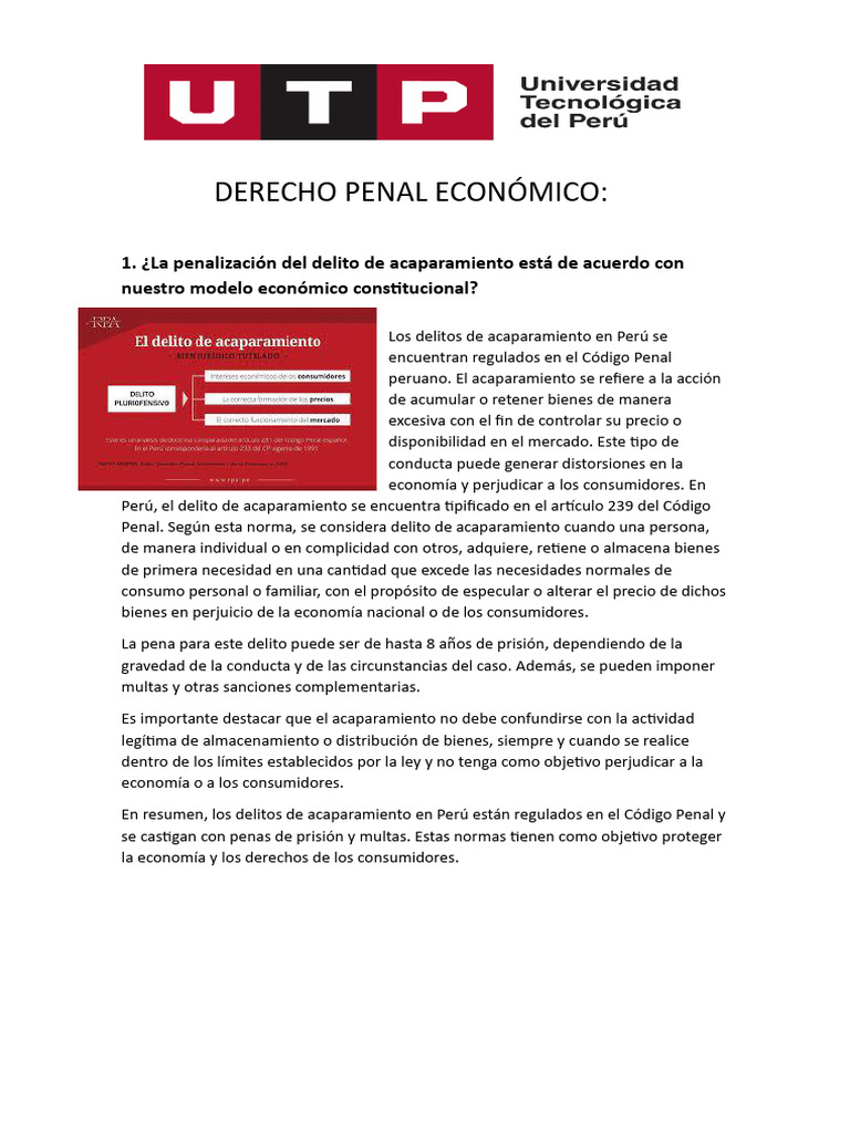 Delito de Acaparamiento en Perú: Análisis Legal | PDF | Derecho penal ...