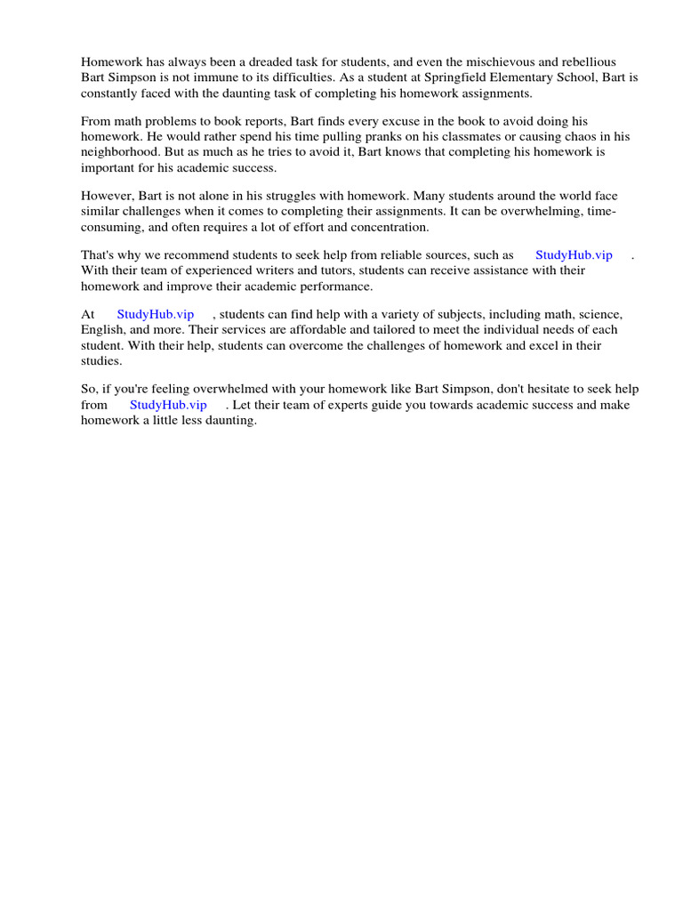 Bart Simpson Homework | Download Free PDF | Bart Simpson | The Simpsons