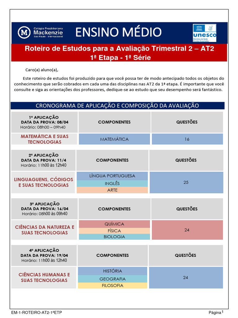 EM 1 Errata ROTEIRO AT2 1ETP 2024 | PDF | Triângulo