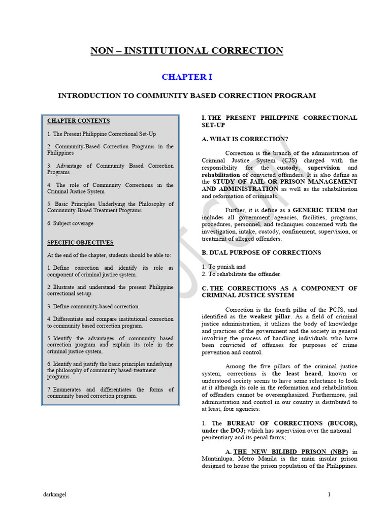 Philippine Community Corrections Overview | PDF | Prison | Pardon