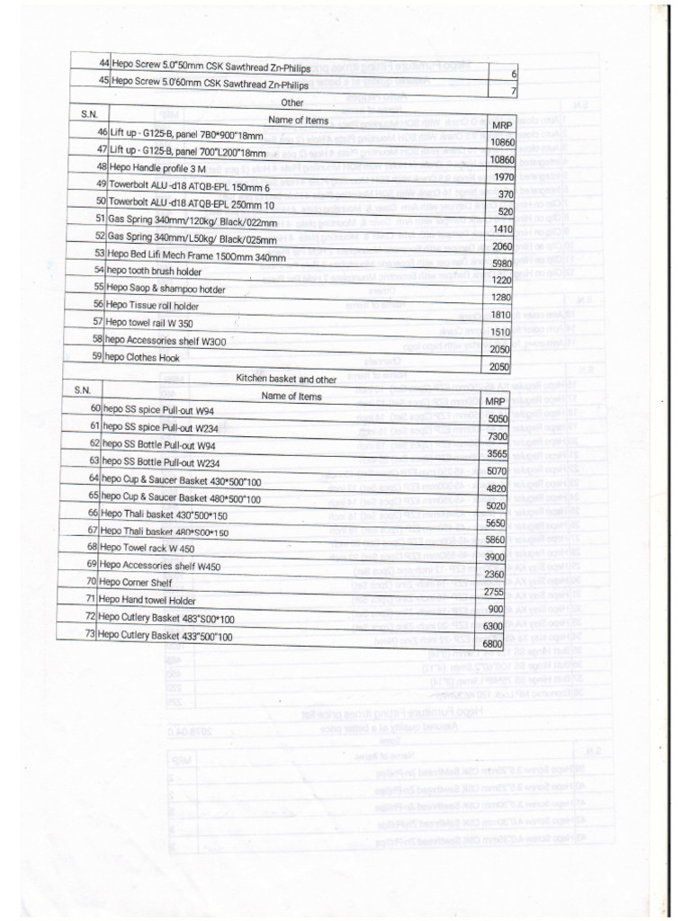 Hepo Price List 2 | PDF