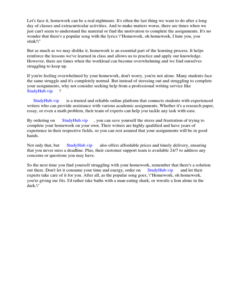 Homework Oh Homework I Hate You You Stink Lyrics | PDF | Poetry | Homework