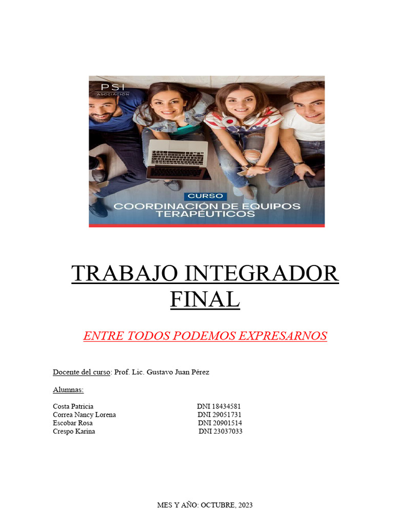 Trabajo Integrador Final | PDF | Las emociones | Sicología