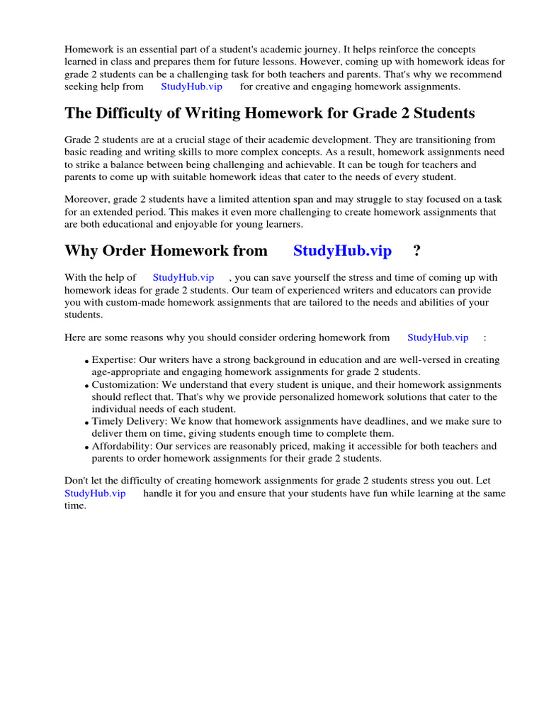 Grade 2 Homework Ideas | PDF | Homework | Teachers
